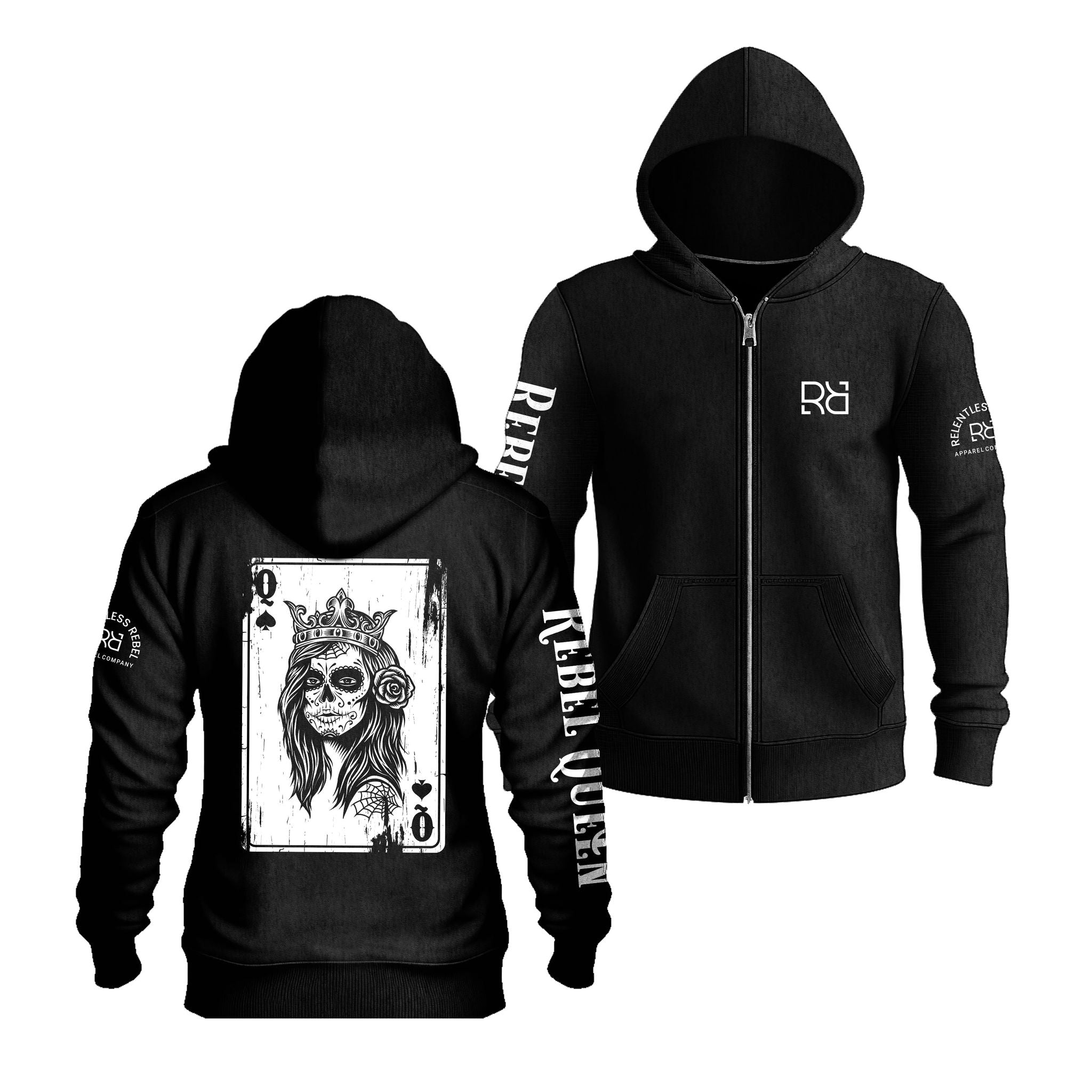 Rebel Queen | "Rebel Ace" | Zip Up Hoodie – Relentless Rebel Apparel