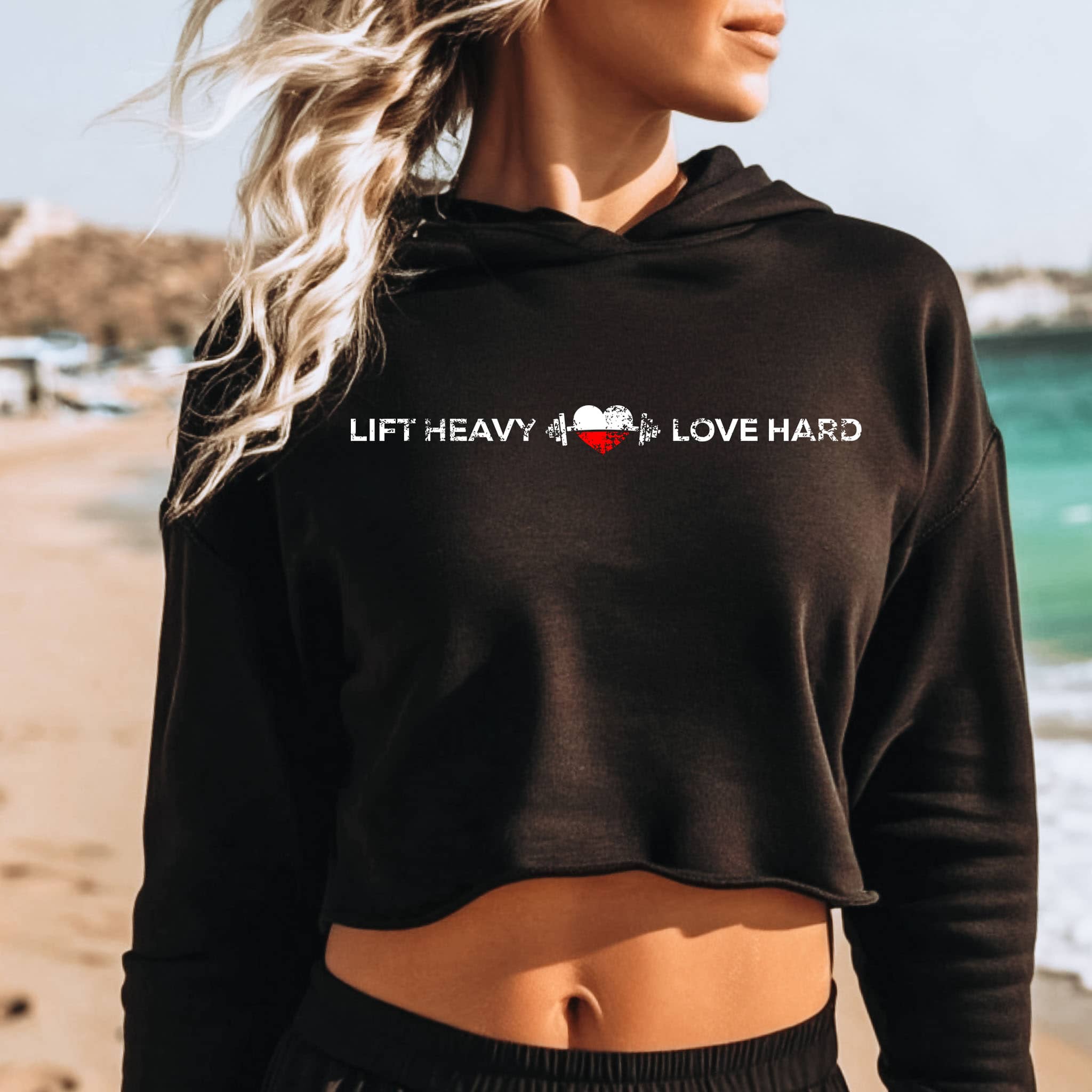 Lift Heavy Love Hard | Front | H | Women's Cropped Hoodie – Relentless ...