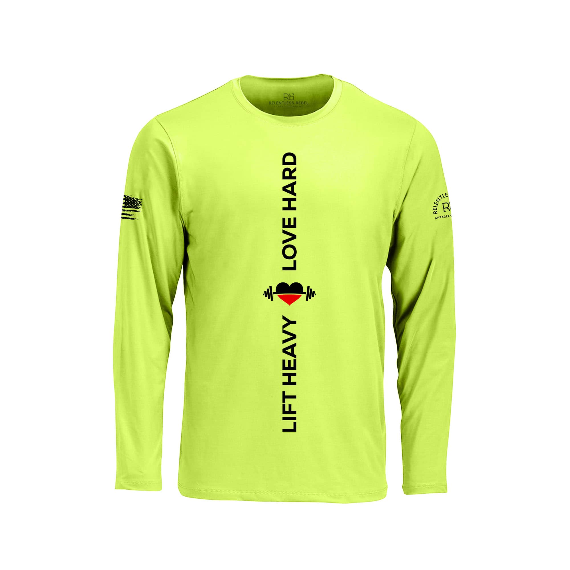 Lift Heavy Love Hard | V | Front | Men's Dry Fit Long Sleeve | UPF50 ...
