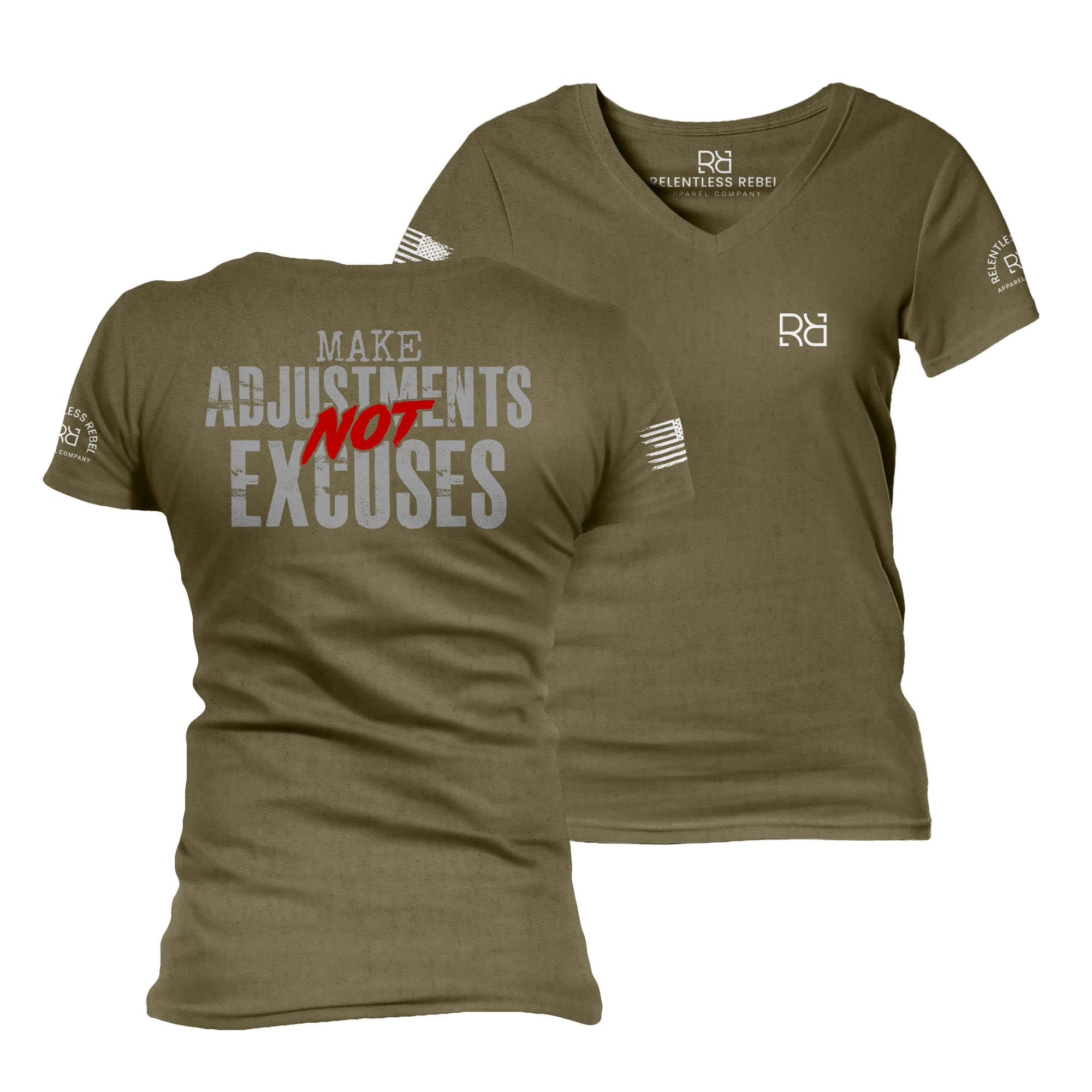 Make Adjustments Not Excuses | 3 | V-Neck Women's Tee – Relentless ...