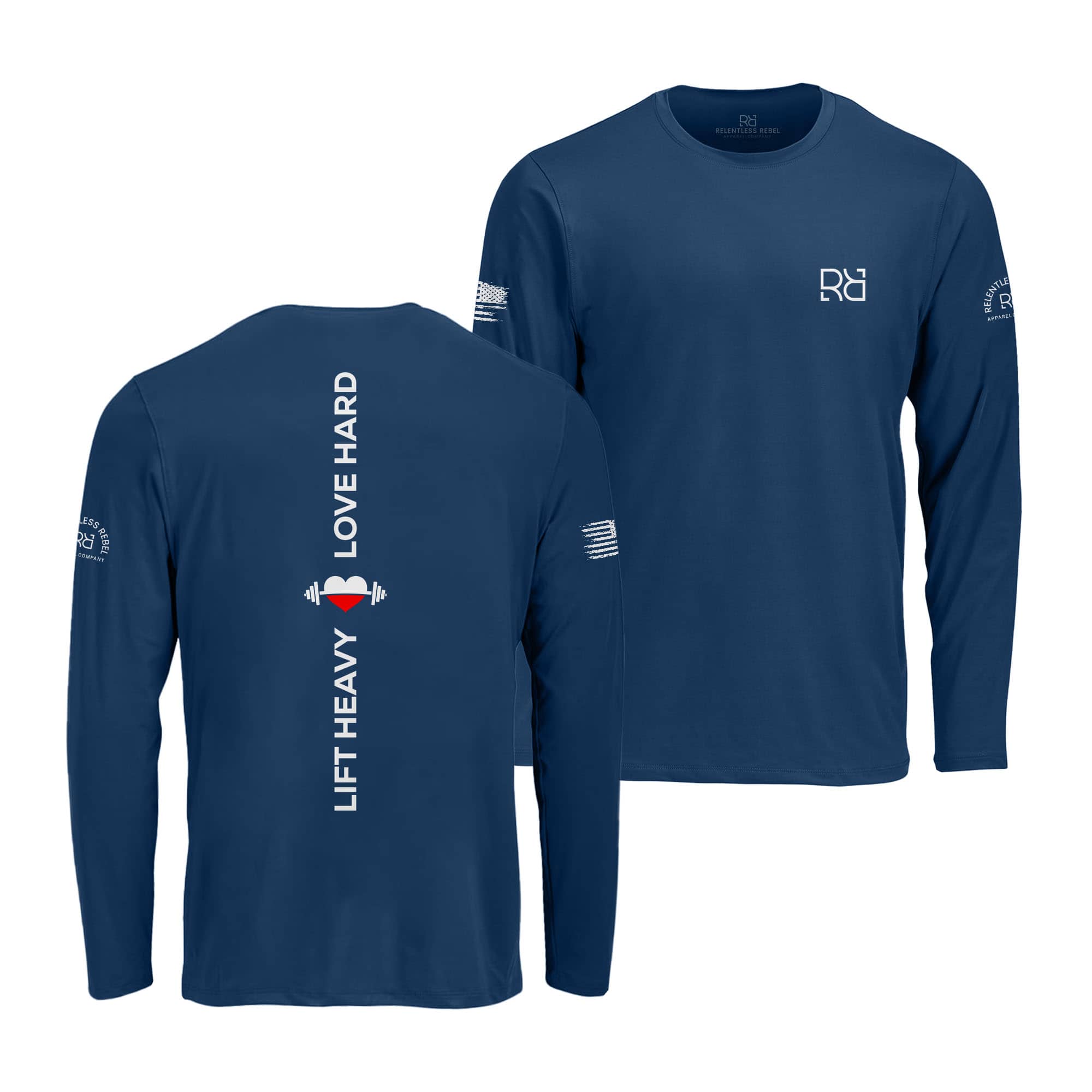 Lift Heavy Love Hard | V | Men's Dry Fit Long Sleeve | UPF50 ...
