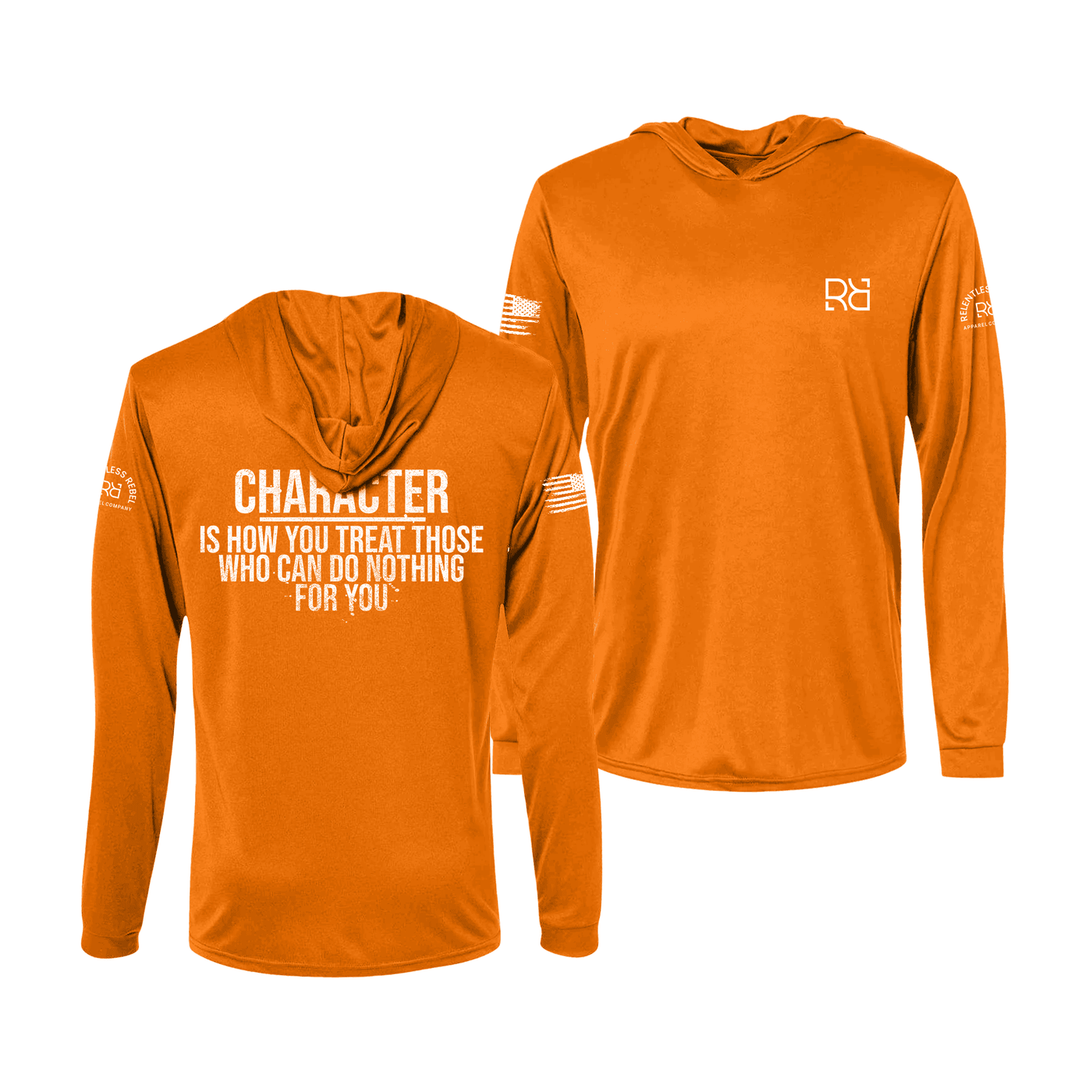 Character is How You Treat... | Men's Dry Fit Hooded Long Sleeve | UPF