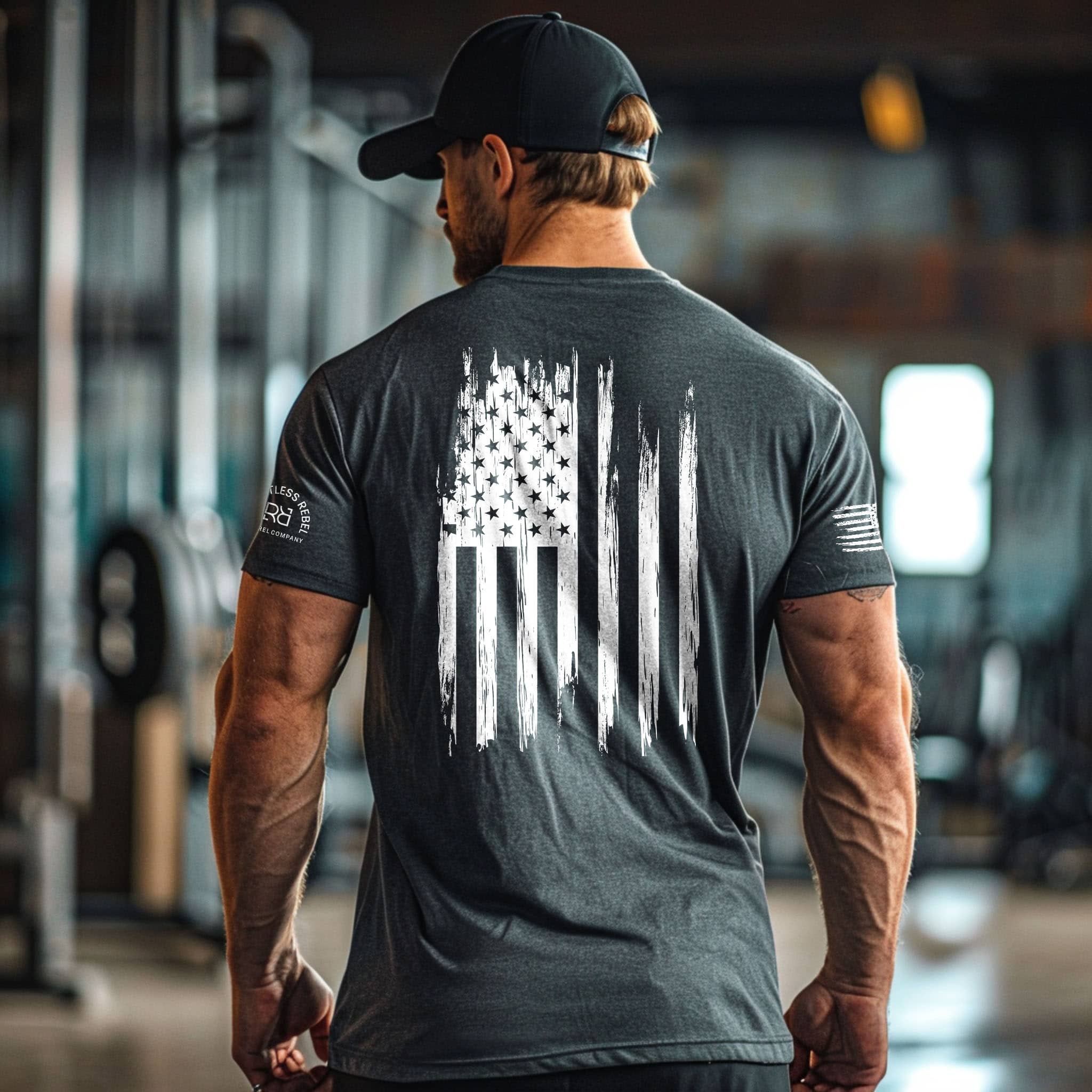 Rebel Patriot Flag | Athletic Heather | B | Vertical | Premium Men's T ...