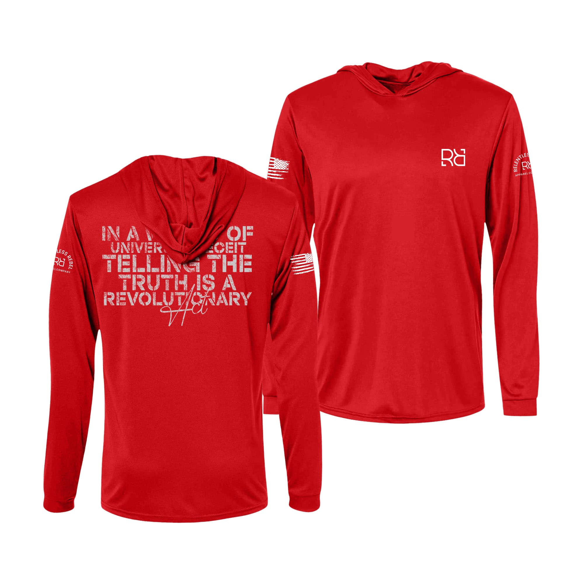 In a World of Universal Deceit... | Men's Dry Fit Hooded Long Sleeve ...