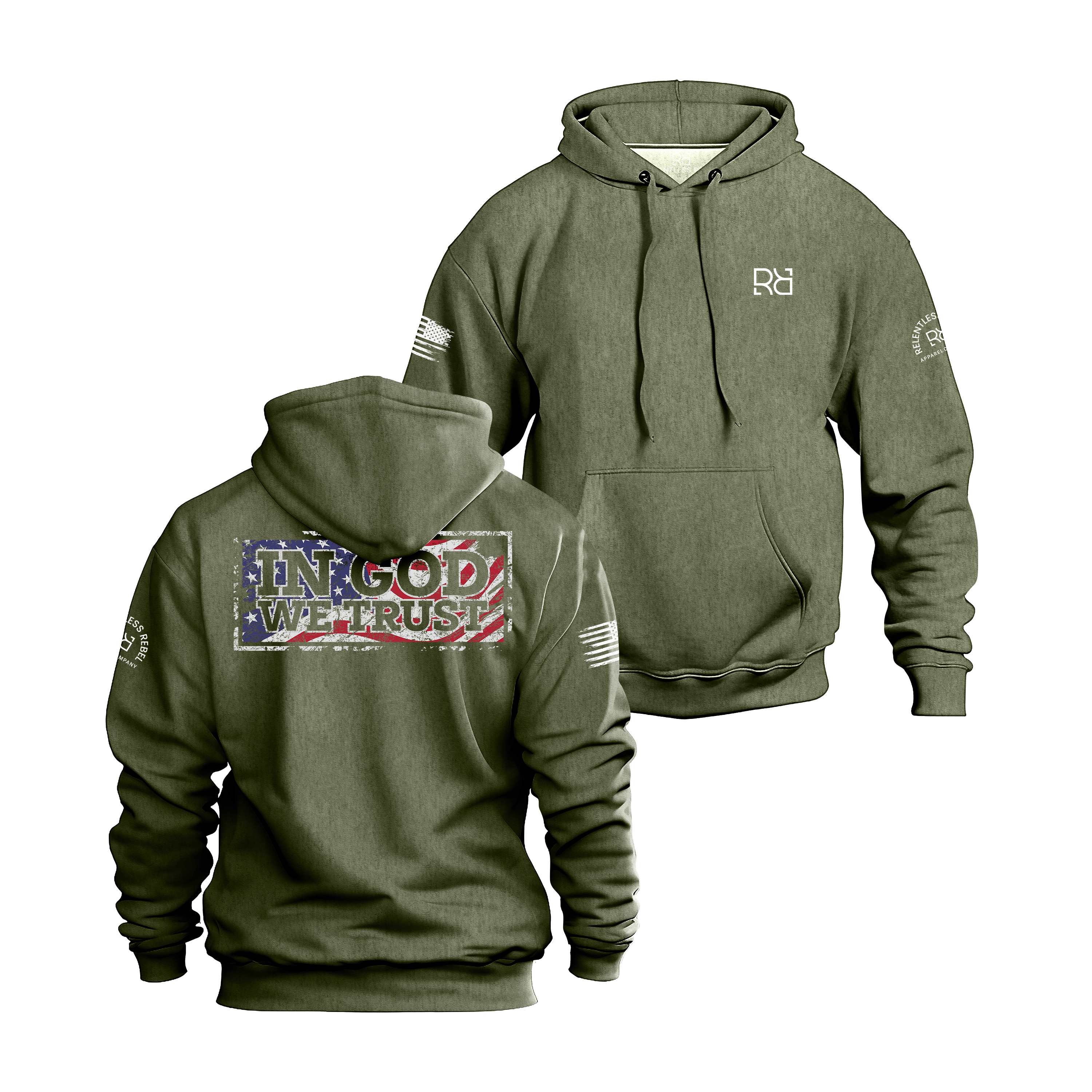 In God We Trust | Military Green | Men's Hoodie
