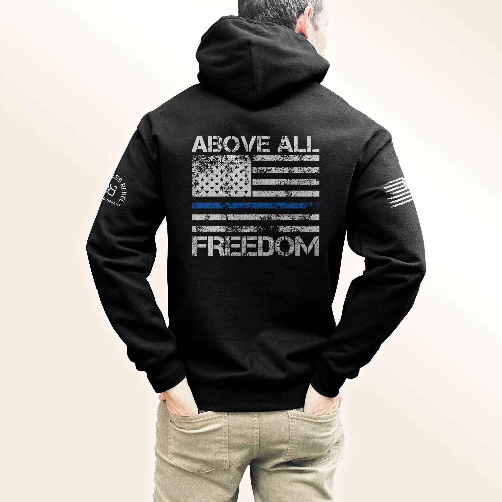 Above All - Freedom | Blue Stripe | Men's Hoodie – Relentless Rebel Apparel